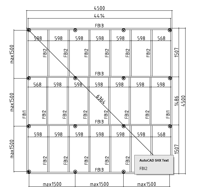 Timber frame foundation M 43x140 | 4.5 x 4.5m