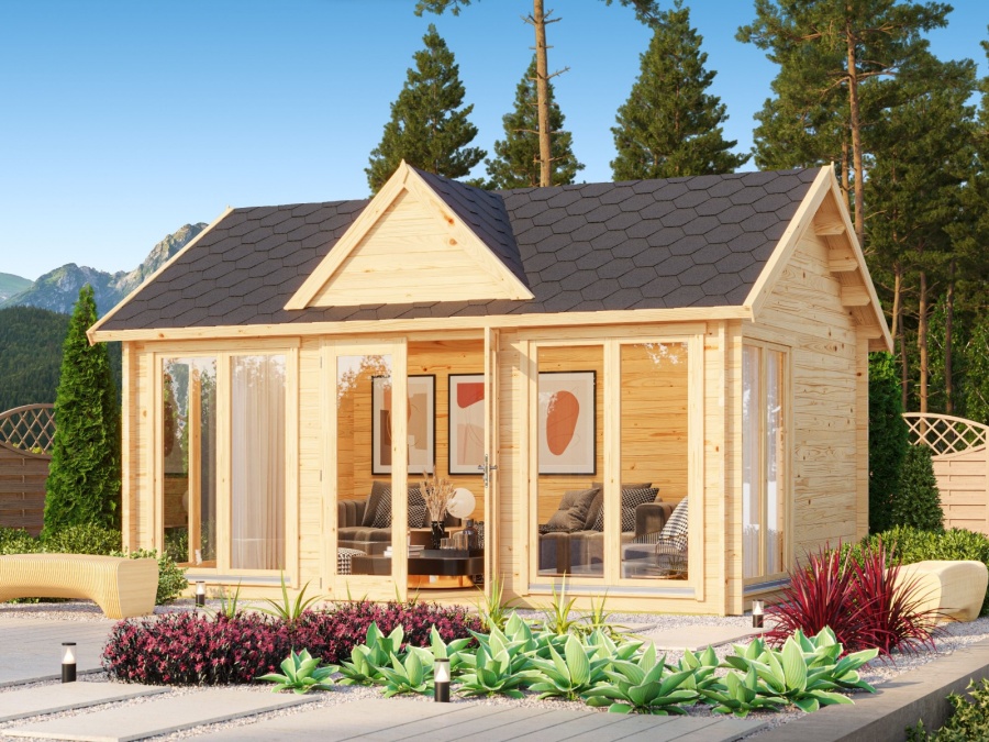 Double-door garden cabin Clockhouse WAKEFIELD 70 | 5.9 x 4.4 m