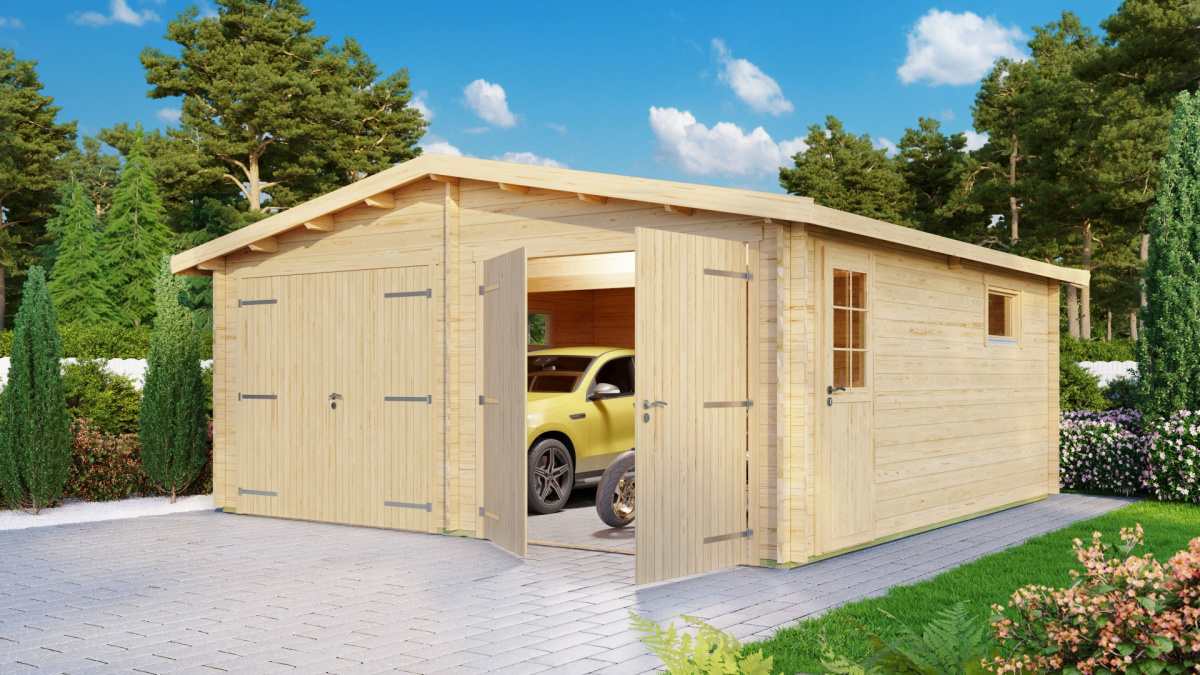 Wooden double garage NORDIC GARAGE 44 | 6 x 6 m
